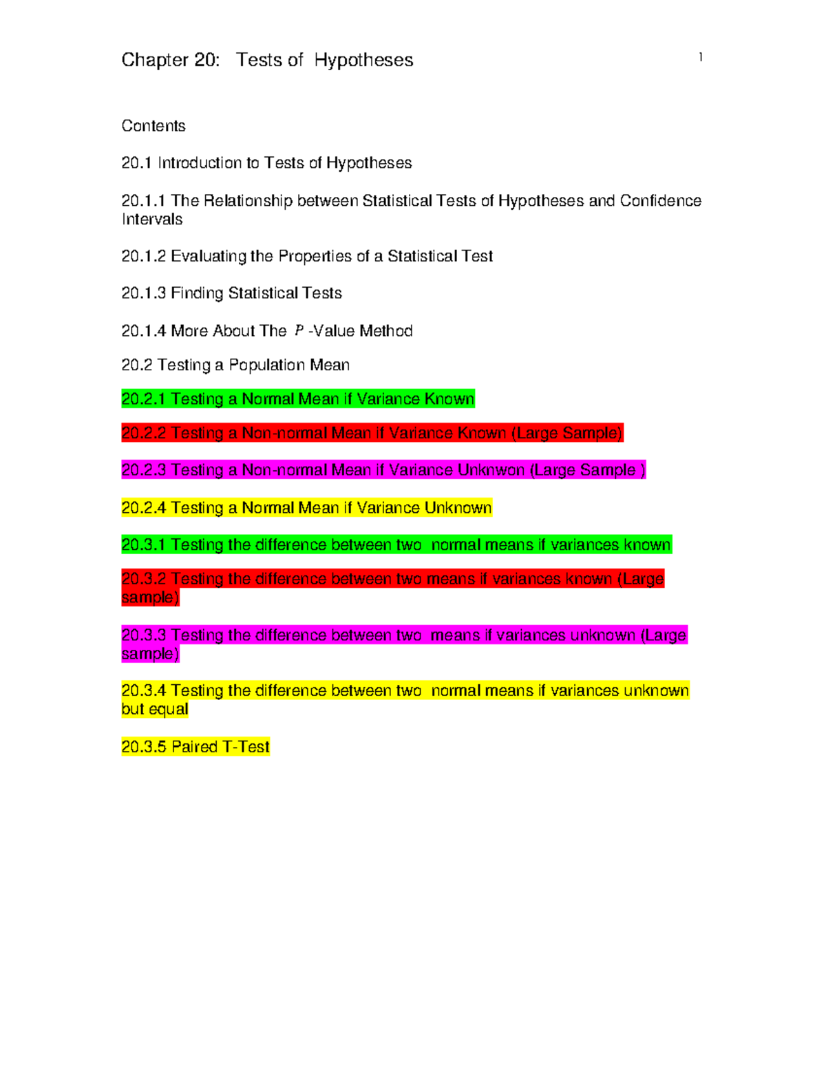 20 TEST.D16 - Chapter 20 - Contents 20 .1 Introduction to Tests of ...