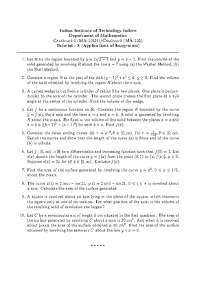Tutorial 1 Calculus - Assignment on basics of real analysis - Indian Institute of Technology ...