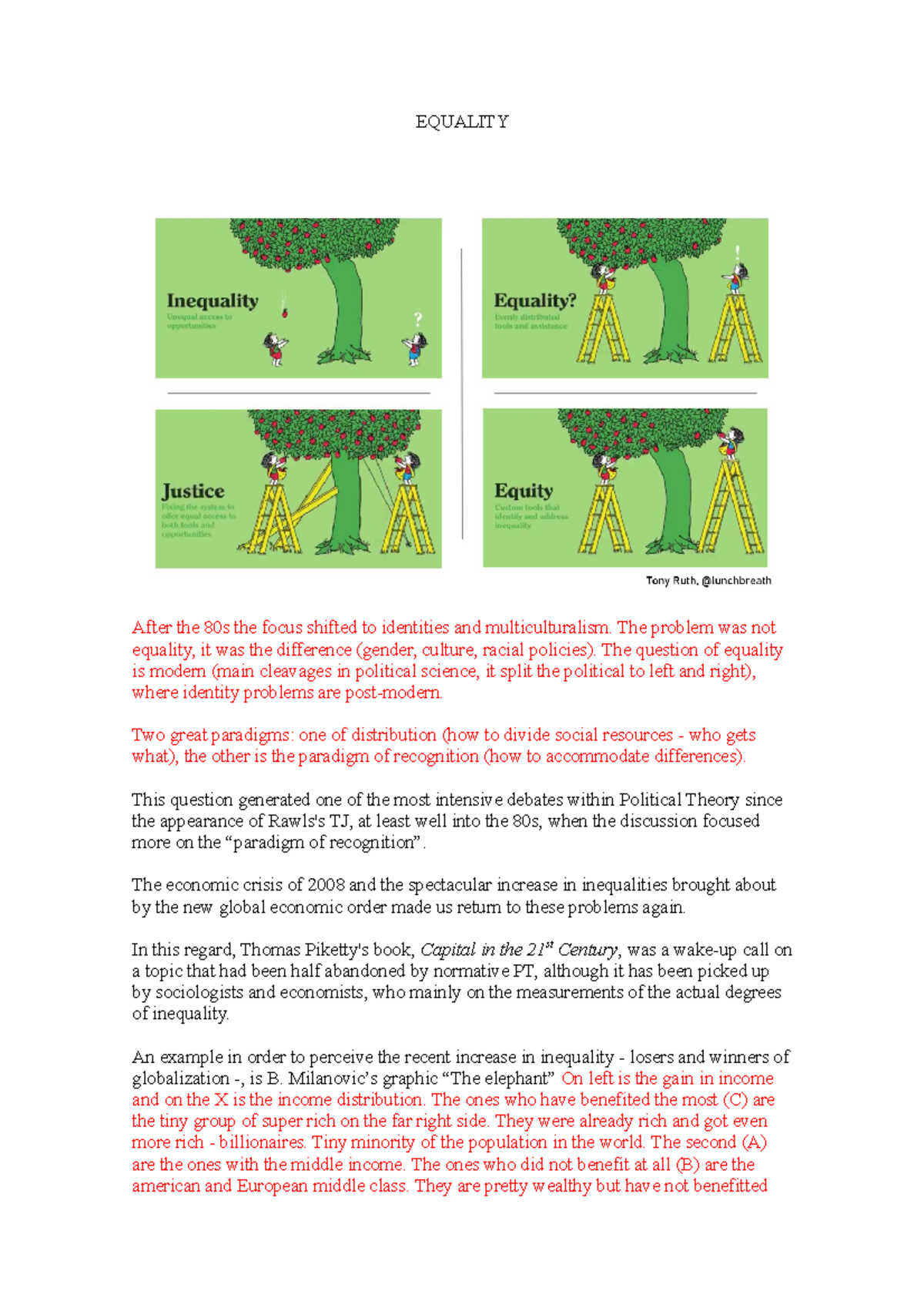 Equality - EQUALITY After the 80s the focus shifted to identities and ...
