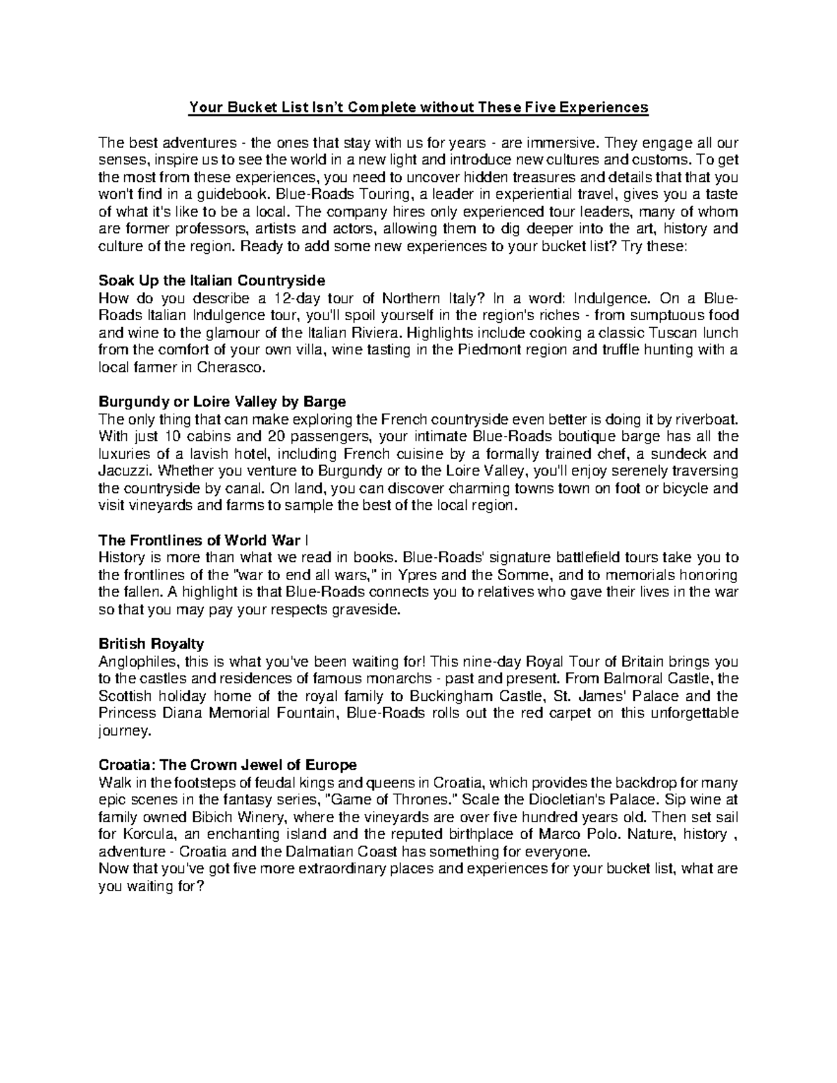 Your Bucket List Isn’t Complete without These 5Experiences - They ...