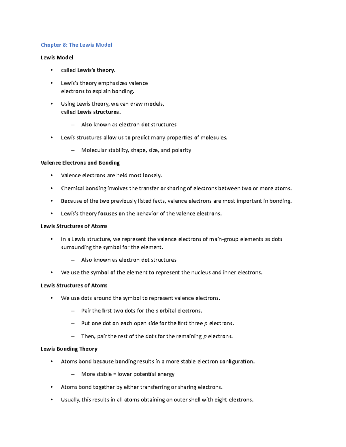 Chapter 6-Lewis Structure - Chapter 6: The Lewis Model Lewis Model ...