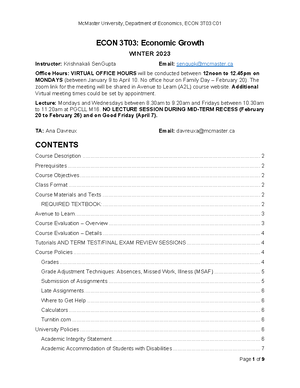 ECON 4F03 C02 Fall 2023 Course Outline P - ECON 4F03: Methods of ...
