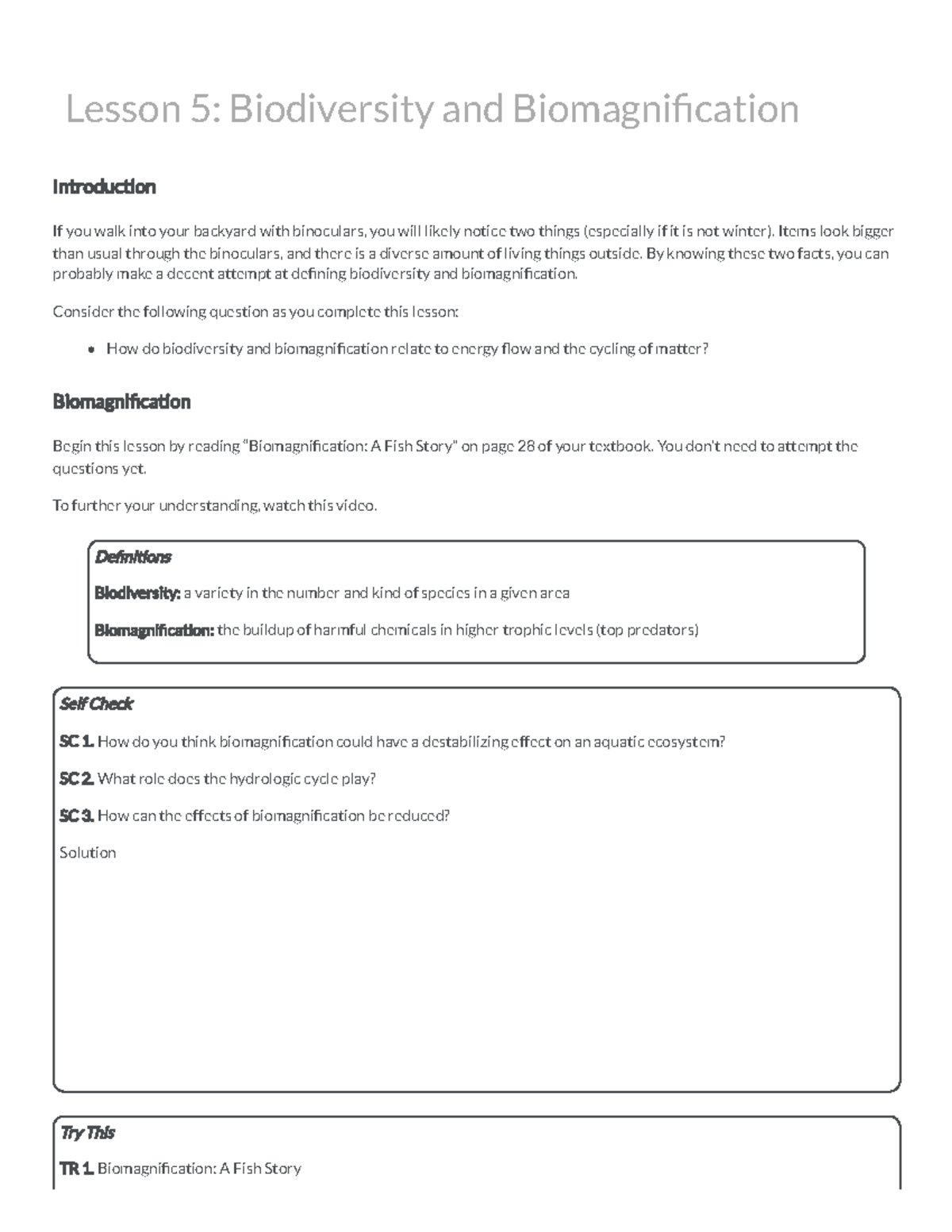 Lesson 5 Biodiversity and Biomagnification - Biology 20 Fall 2022 ...