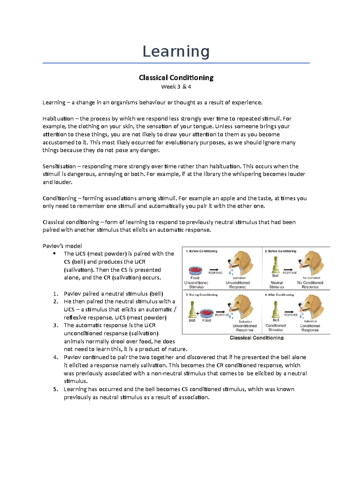Learning - Classical conditioning - Learning Classical Conditioning ...