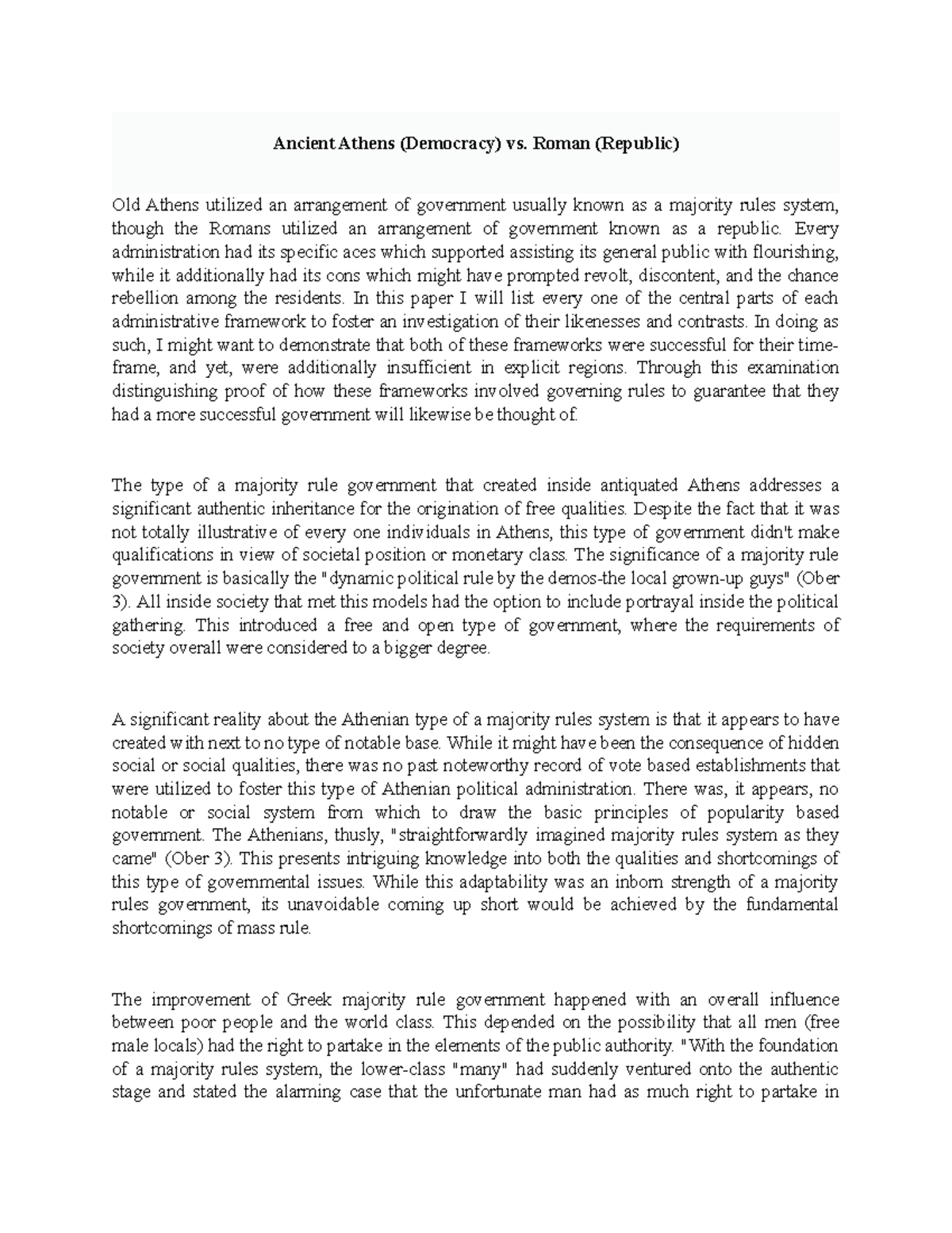 Ancient Athens - research - Ancient Athens (Democracy) vs. Roman ...