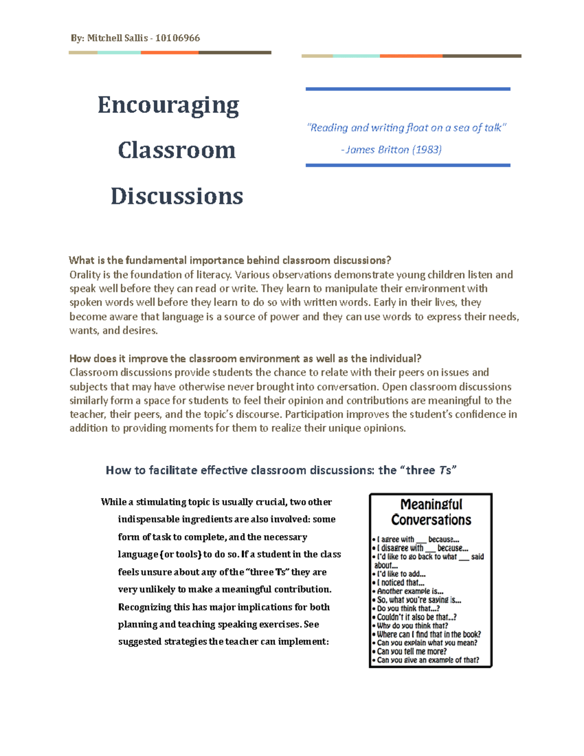 2 Minute Wonder - Encouraging Discussion - By: Mitchell Sallis ...