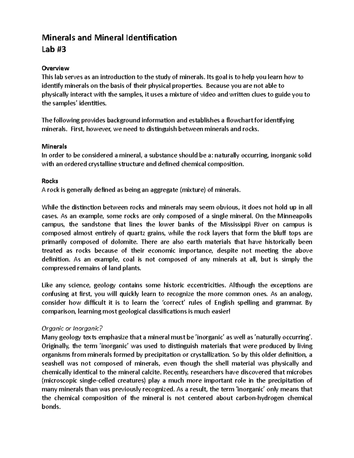 Minerals Info Sheet - Lecture notes 1 - Minerals and Mineral Iden,fica ...