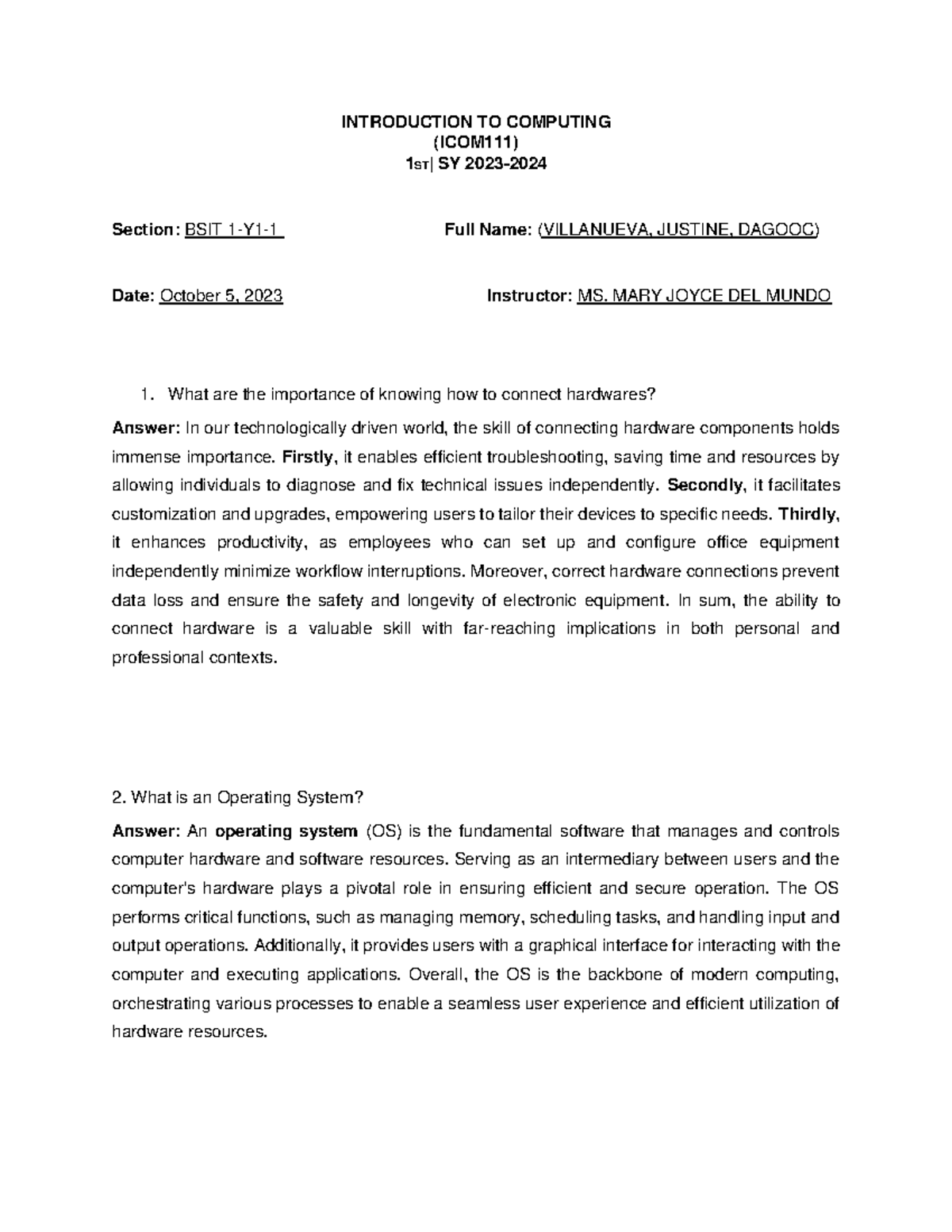 Icomiii Villanueva Justine Dagooc Midterm Activity NO 4 - INTRODUCTION ...