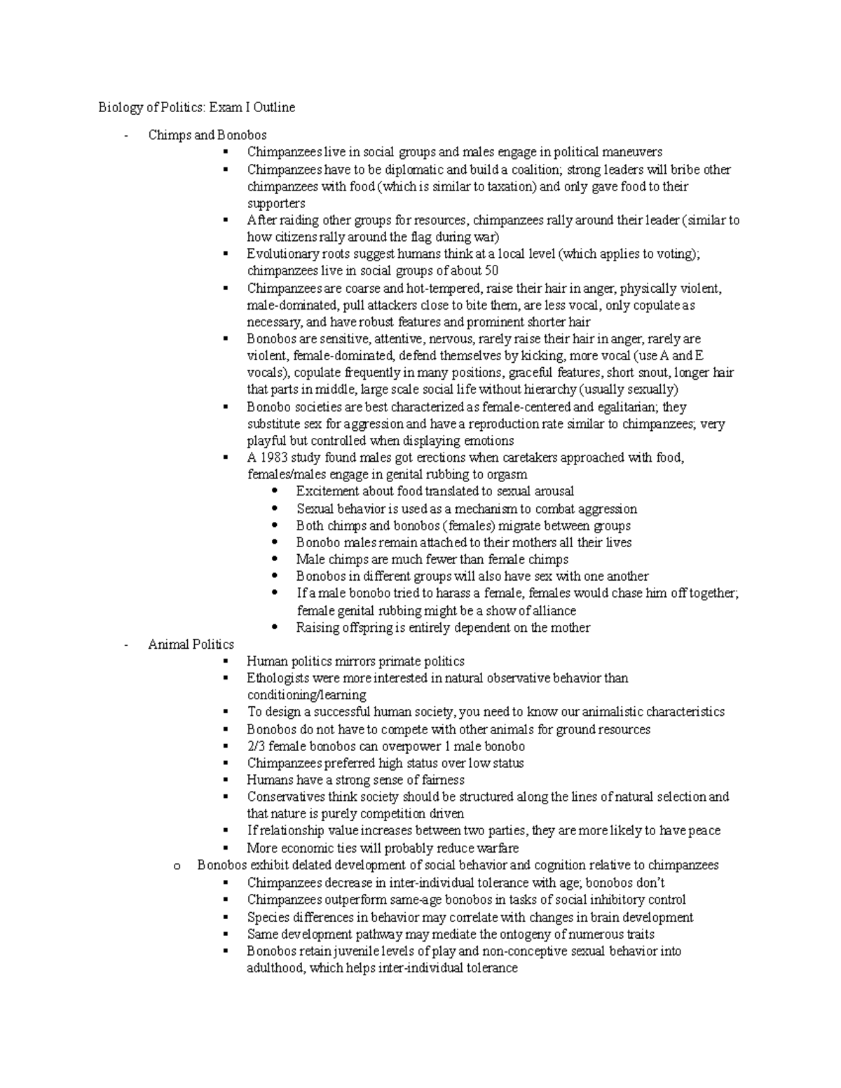 Exam 1 Outline - Compilation of all reading notes from the first half ...