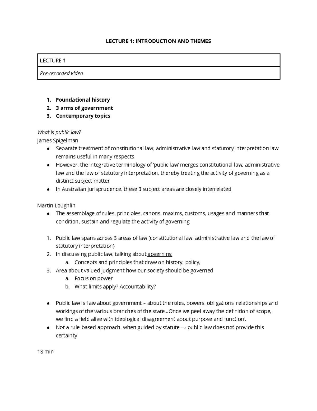 Lecture 1A Introduction AND Themes - LECTURE 1: INTRODUCTION AND THEMES LECTURE 1 Pre-recorded ...