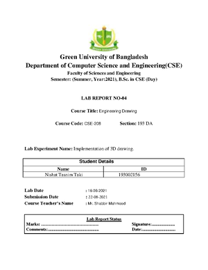 LAB Report-01 193002156 - Green University of Bangladesh Department of Computer Science and ...