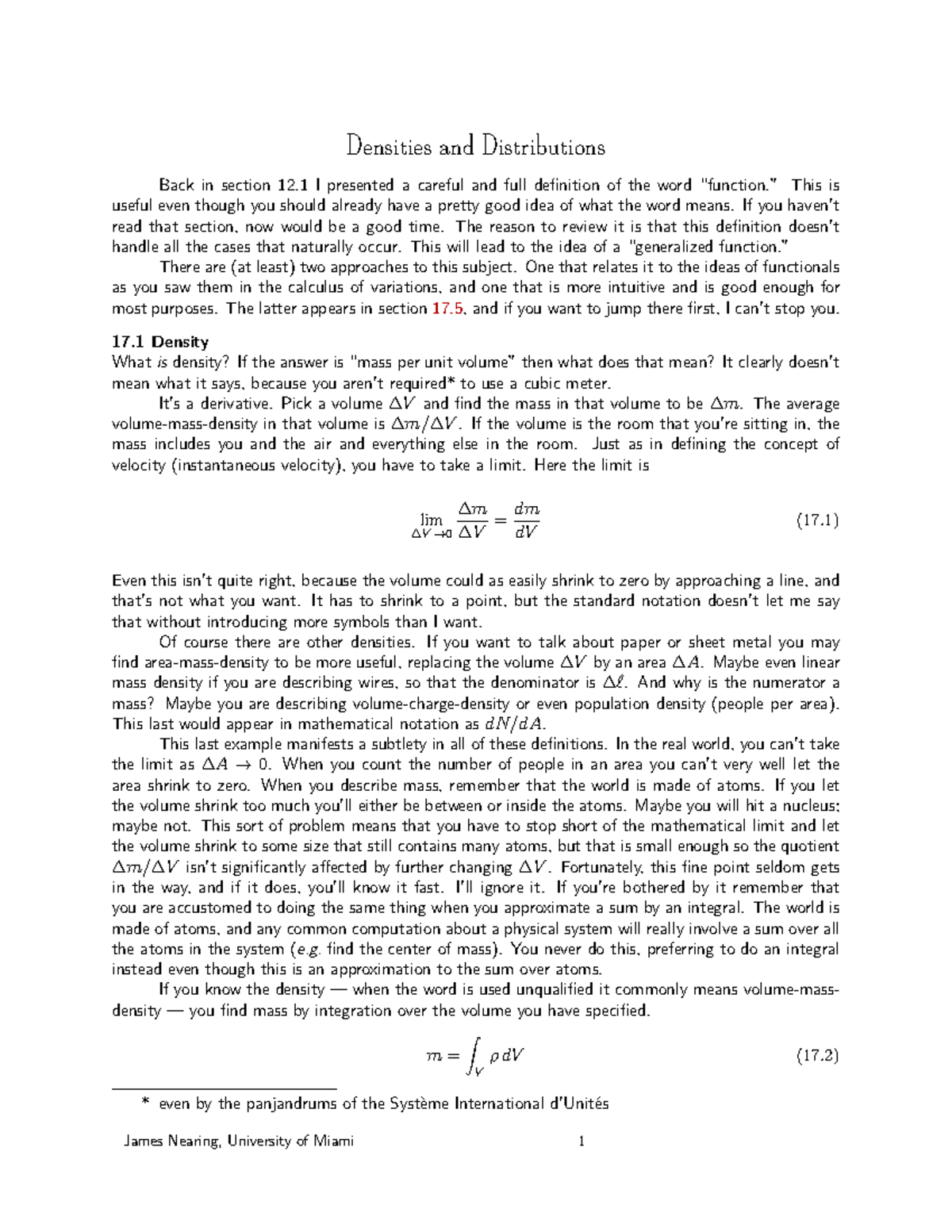 Distributions - lecture notes - Densities and Distributions Back in ...