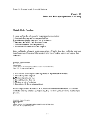 Chap011 - Practice Exam Questions for Chapter 11 - Chapter 11 Pricing Concepts and Strategies ...