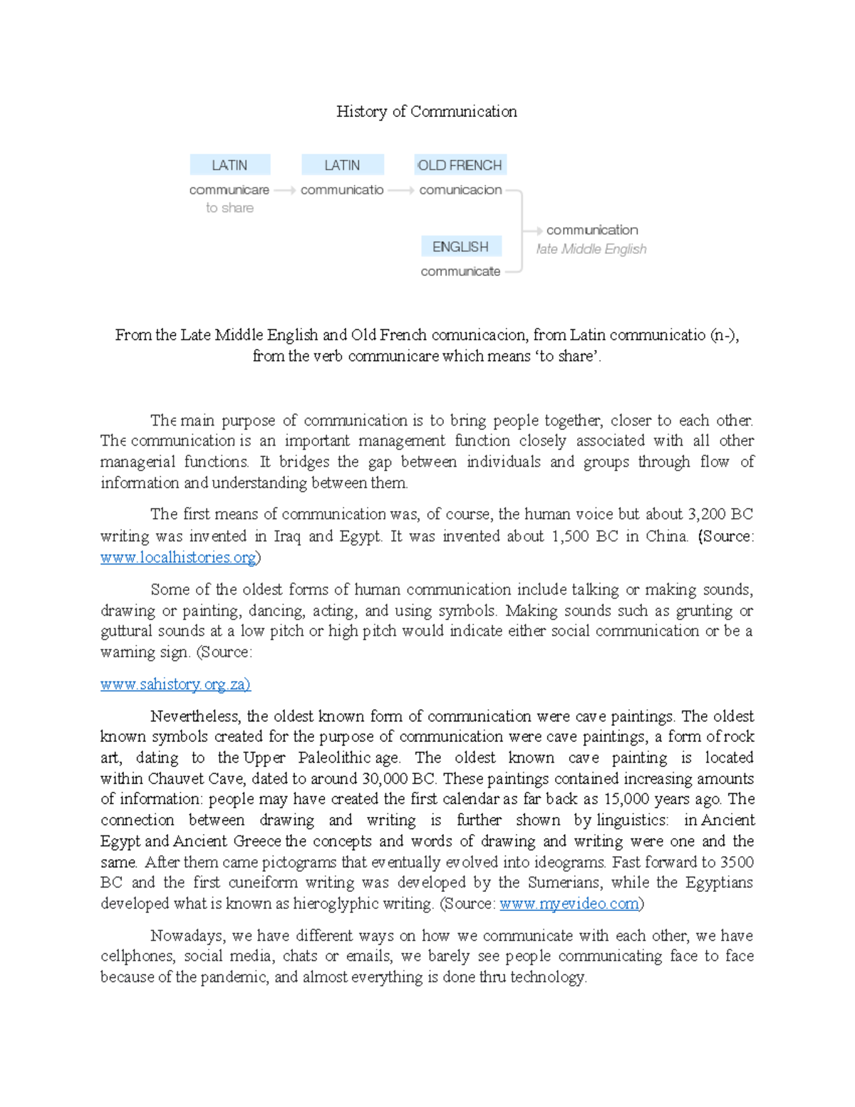 History of Communication - The main purpose of communication is to ...