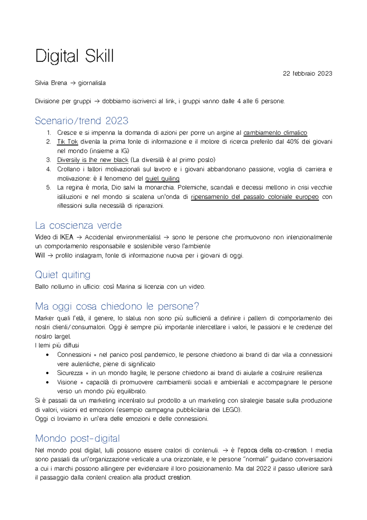 Appunti Digital Skill Prof Brena - Digital Skill 22 febbraio 2023 Silvia Brena à giornalista ...