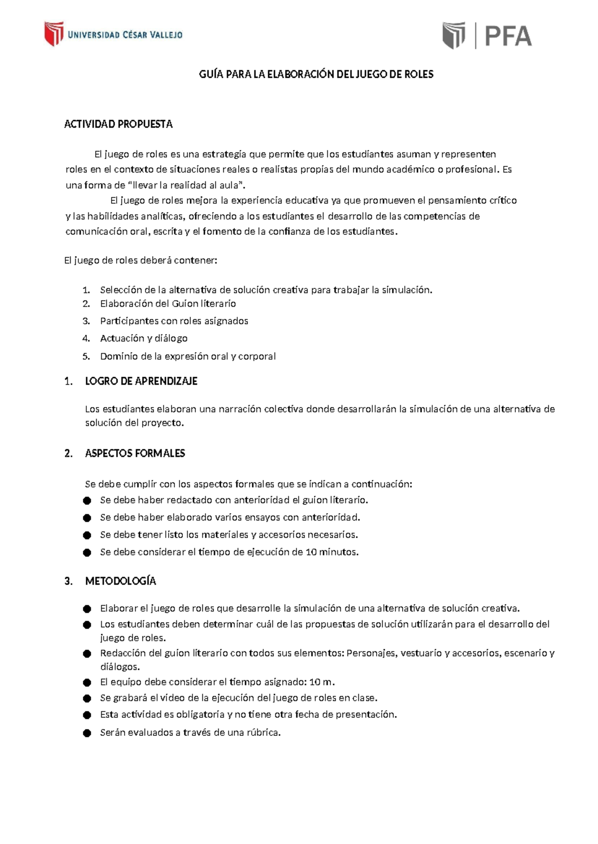 GUIA PARA LA Elaboración DEL Juego DE Roles - GUÍA PARA LA ELABORACIÓN ...