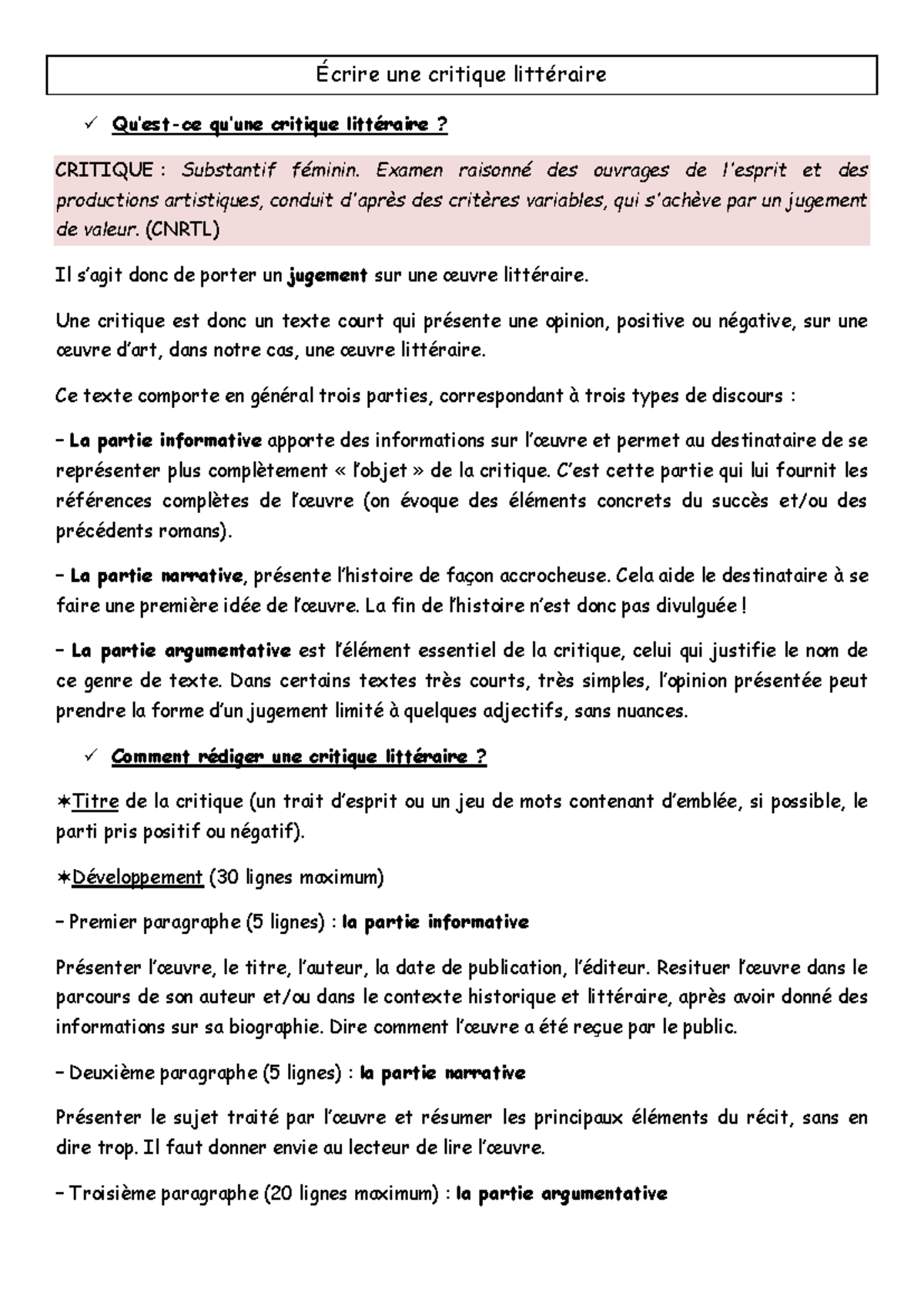 Écrire une critique littéraire-1 - Écrire une critique littéraire Qu ...