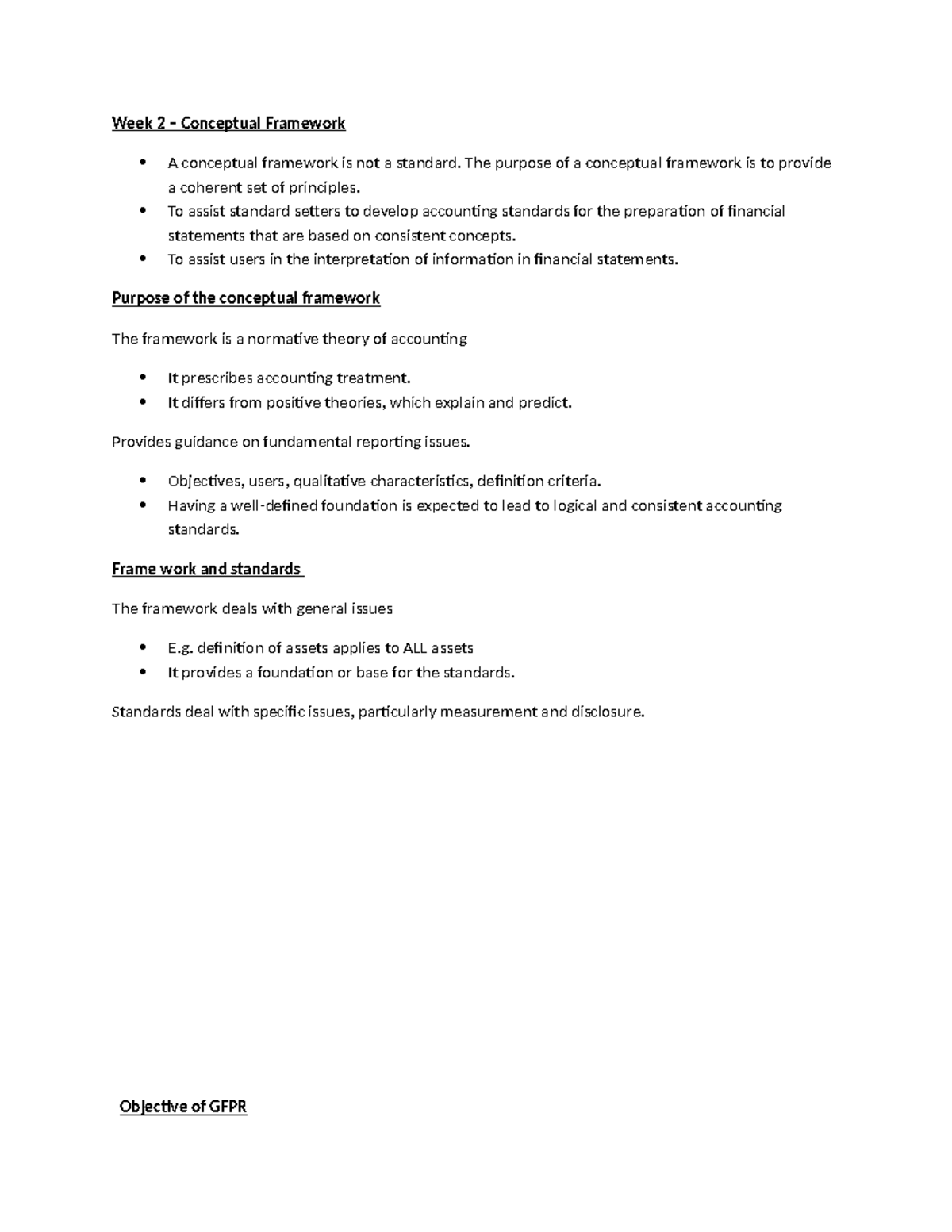 210 Week 2 - summary notes - Week 2 Conceptual Framework A conceptual ...