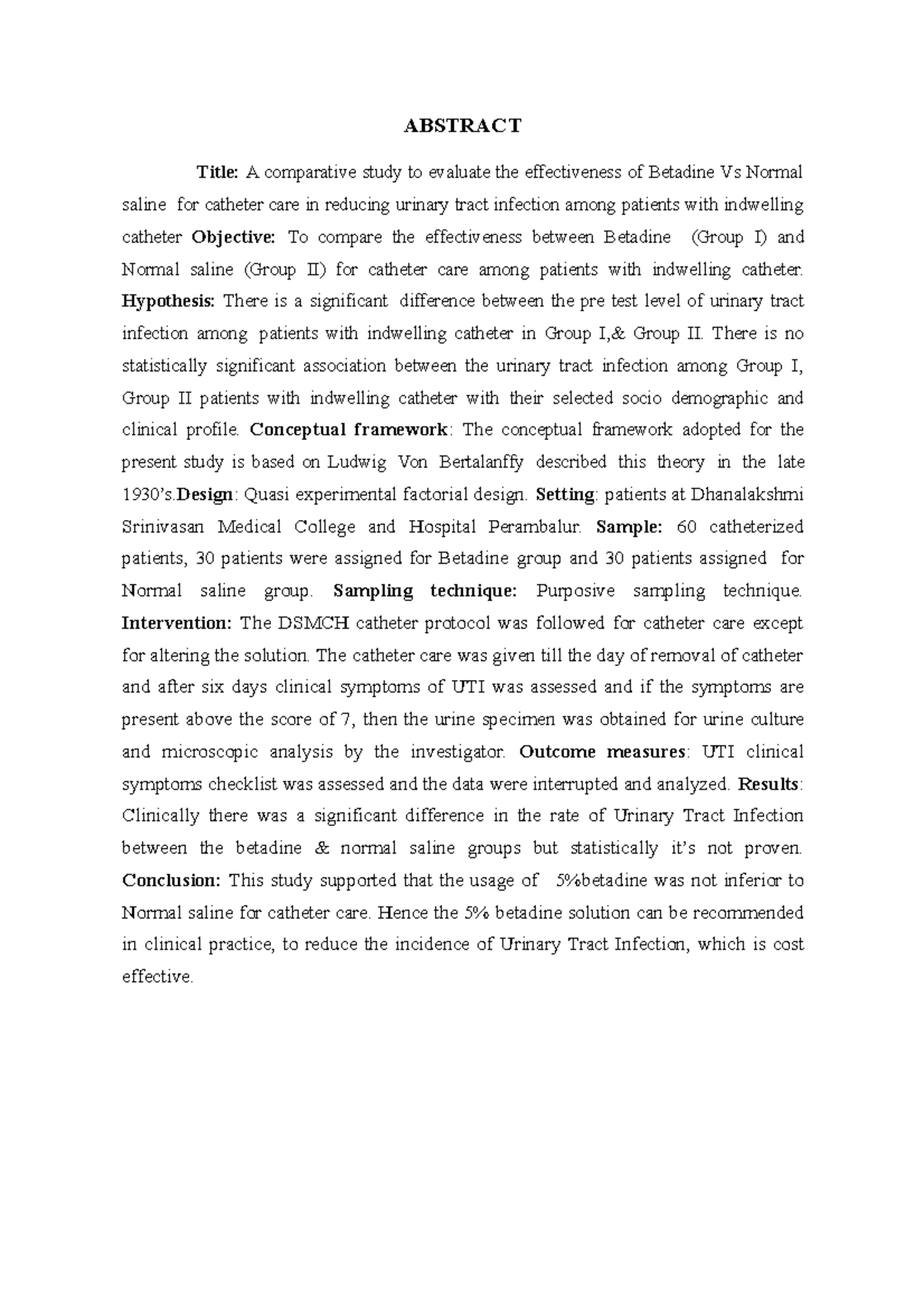 Abstract II - ...... - ABSTRACT Title: A comparative study to evaluate ...