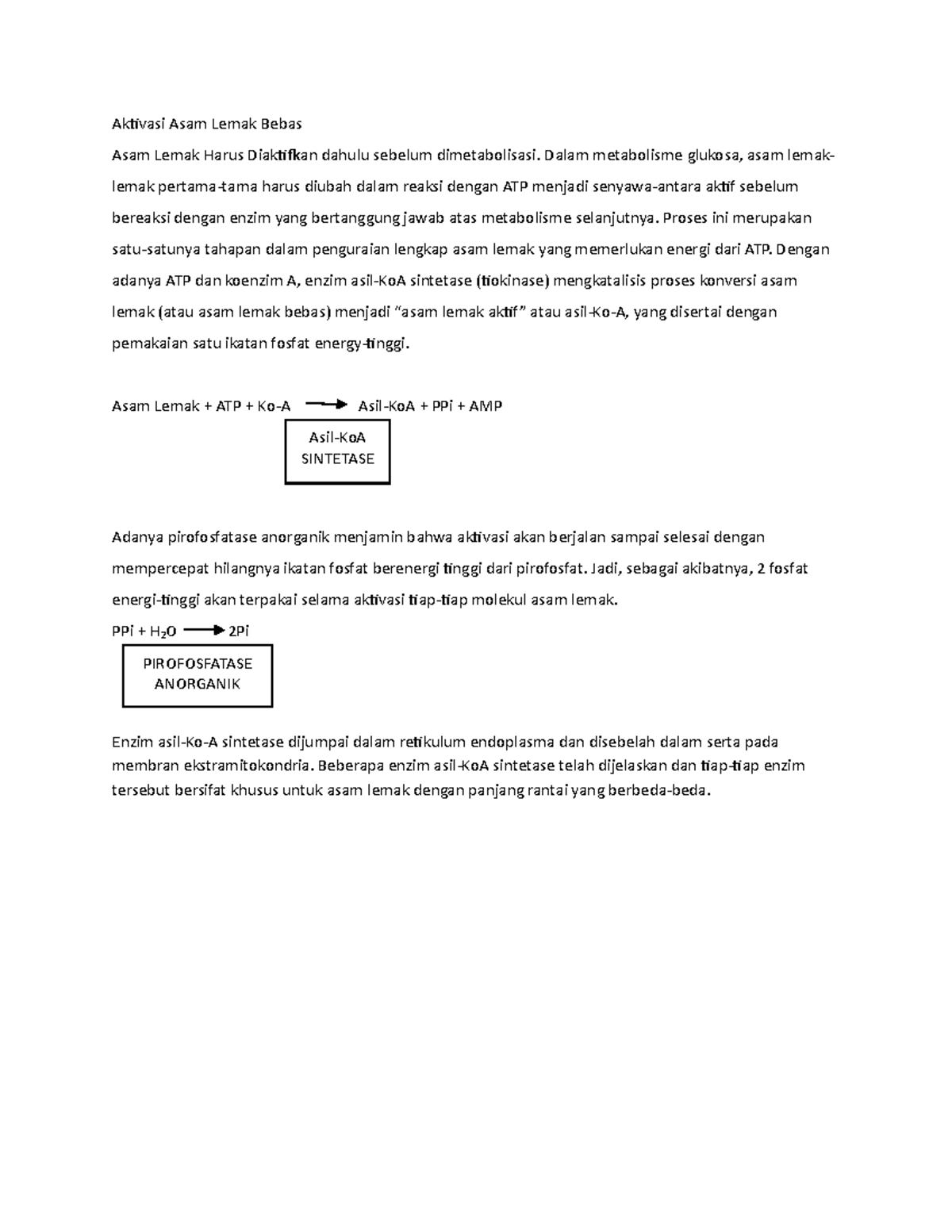 Aktivasi Asam Lemak Bebas - Dalam metabolisme glukosa, asam lemak ...