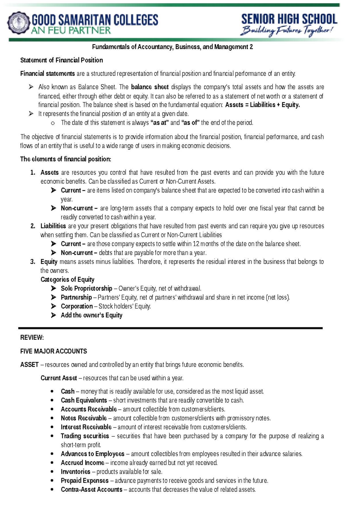 FABM2-W1 - Fundamentals of Accountancy, Business and Management 2 ...
