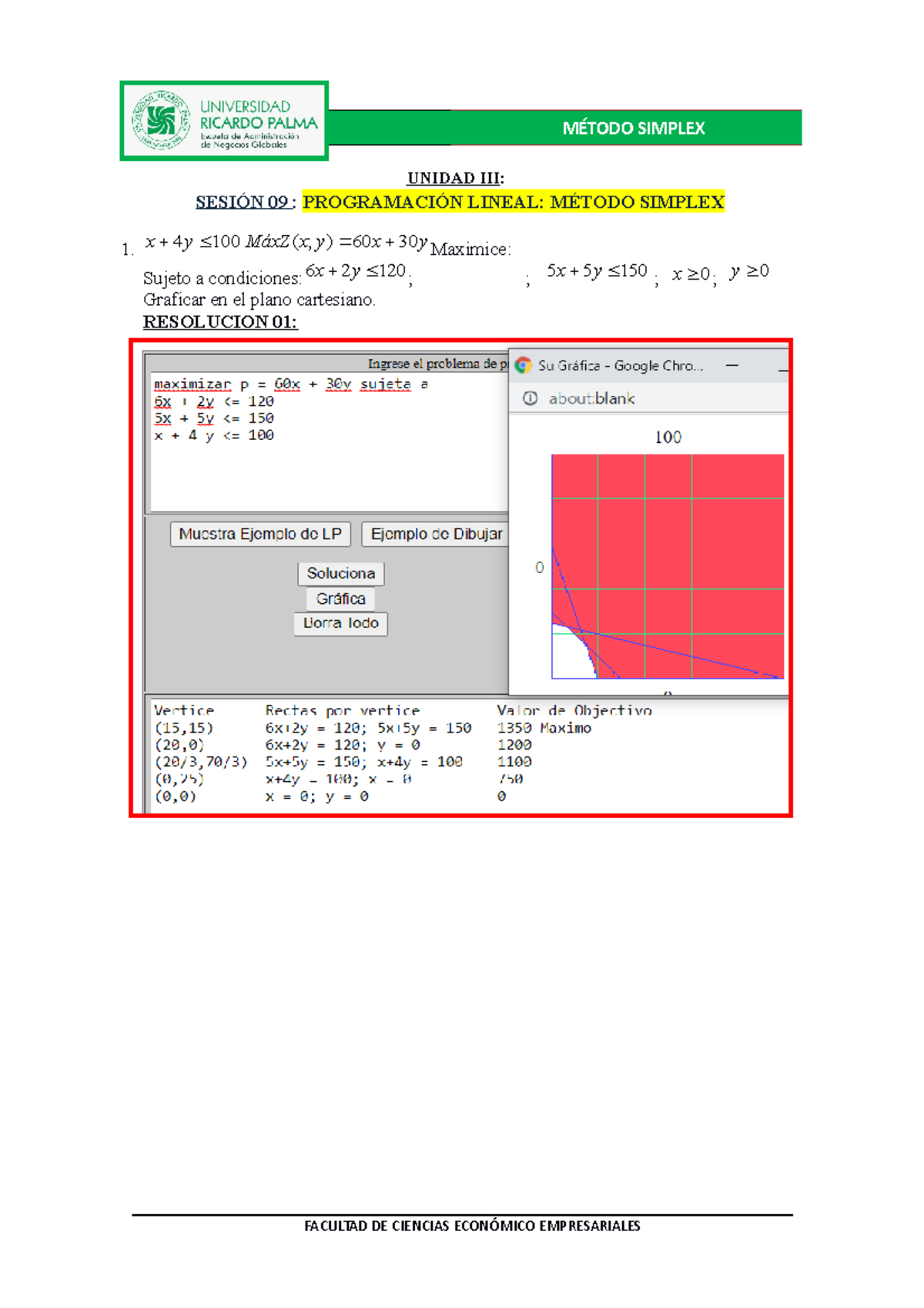 HOJA Trabajo N° 10 Método Final Simplex clase 2023 II - MÉTODO SIMPLEX ...