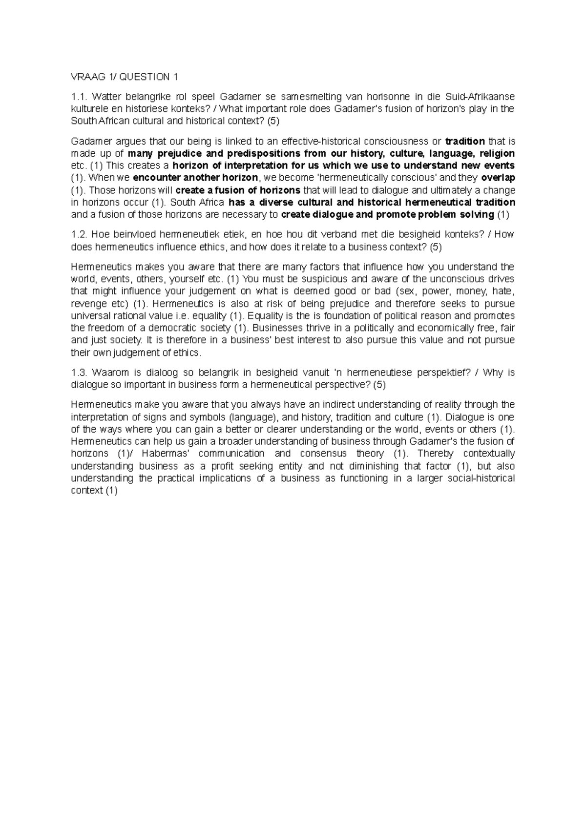 Practice questions CHP 2 - Copy - VRAAG 1/ QUESTION 1 Watter belangrike ...
