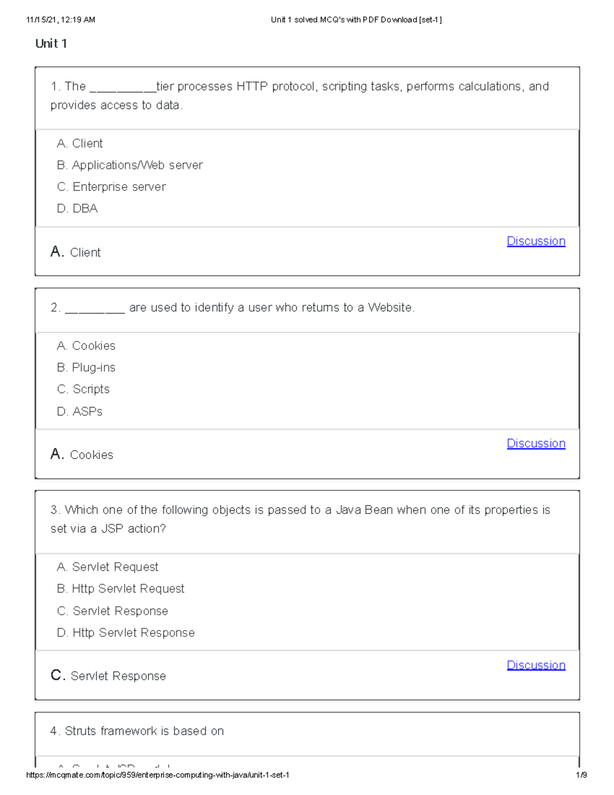 Unit 1 solved MCQ's with PDF Download [set-1] - Bsc. Information ...