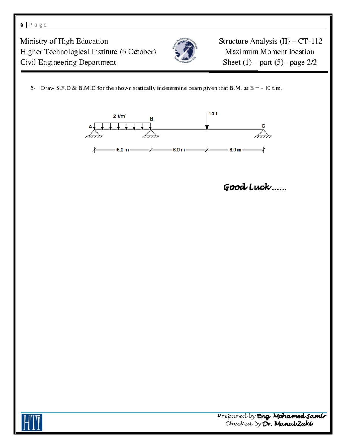 Sheets-7-9 - Structures assignments - 6 | P a g e Prepared by Eng ...