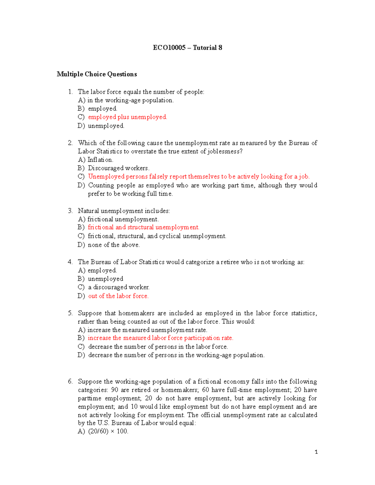 ECO10005 Tutorial 8 - tut work 8 - ECO10005 – Tutorial 8 Multiple ...