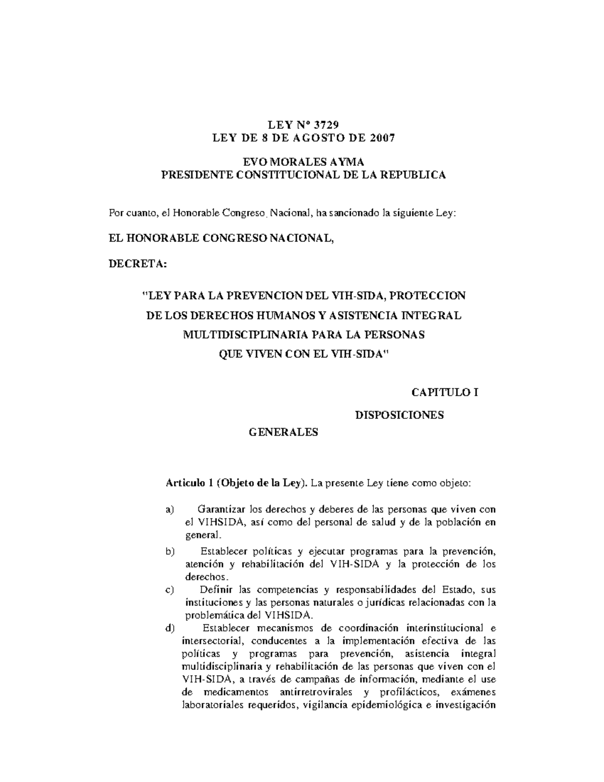 2007 ley3729 bol - Kdnf - LEY Nº 3729 LEY DE 8 DE AGOSTO DE 2007 EVO ...