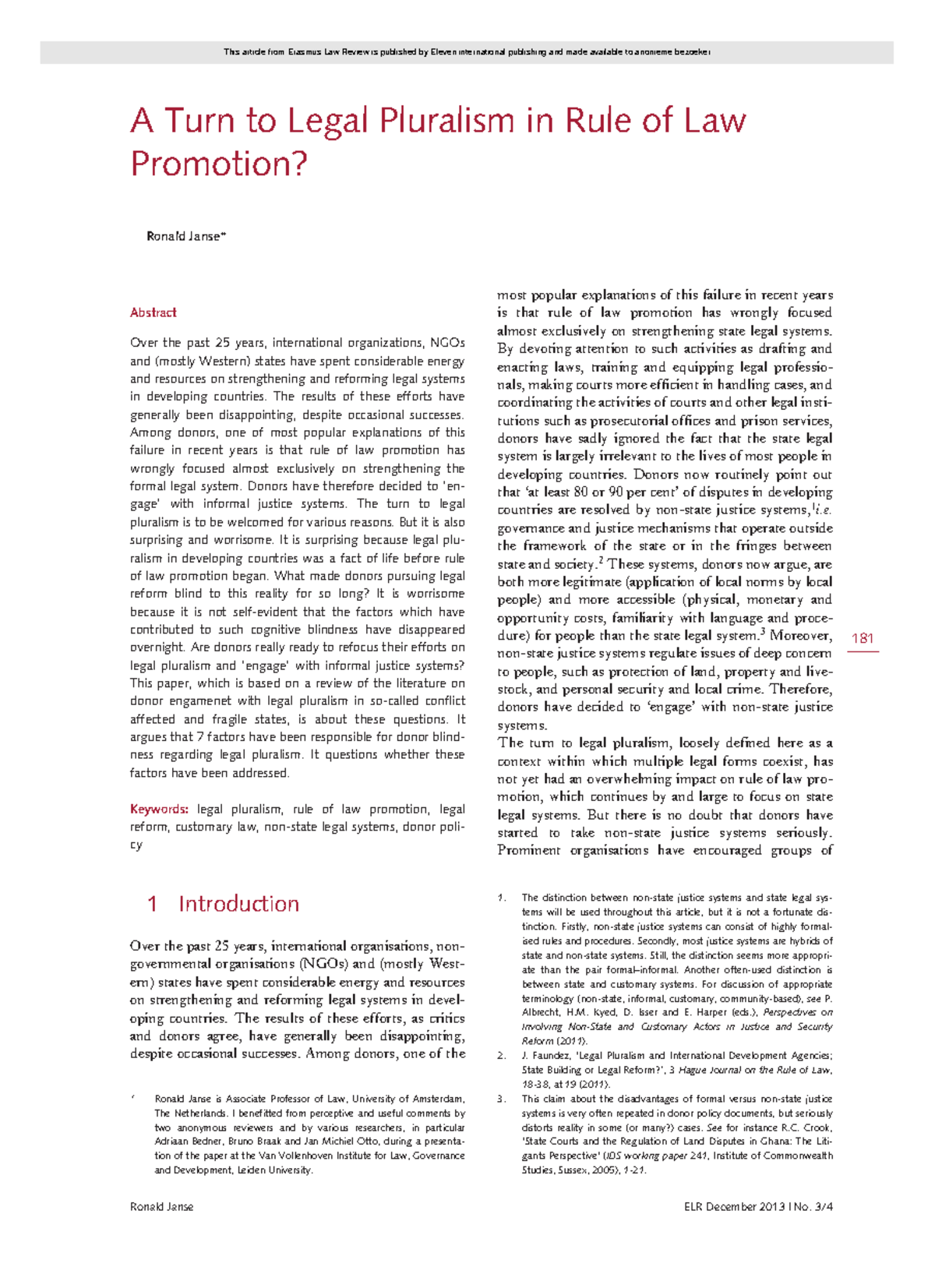 A Turn to Legal Pluralism in Rule of Law Promotion - A Turn to Legal ...