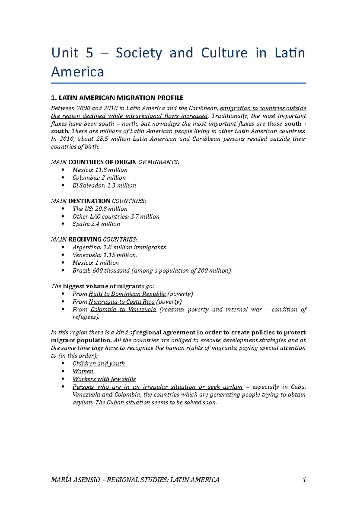 Unit 5 - Society and Culture - Unit 5 – Society and Culture in Latin ...