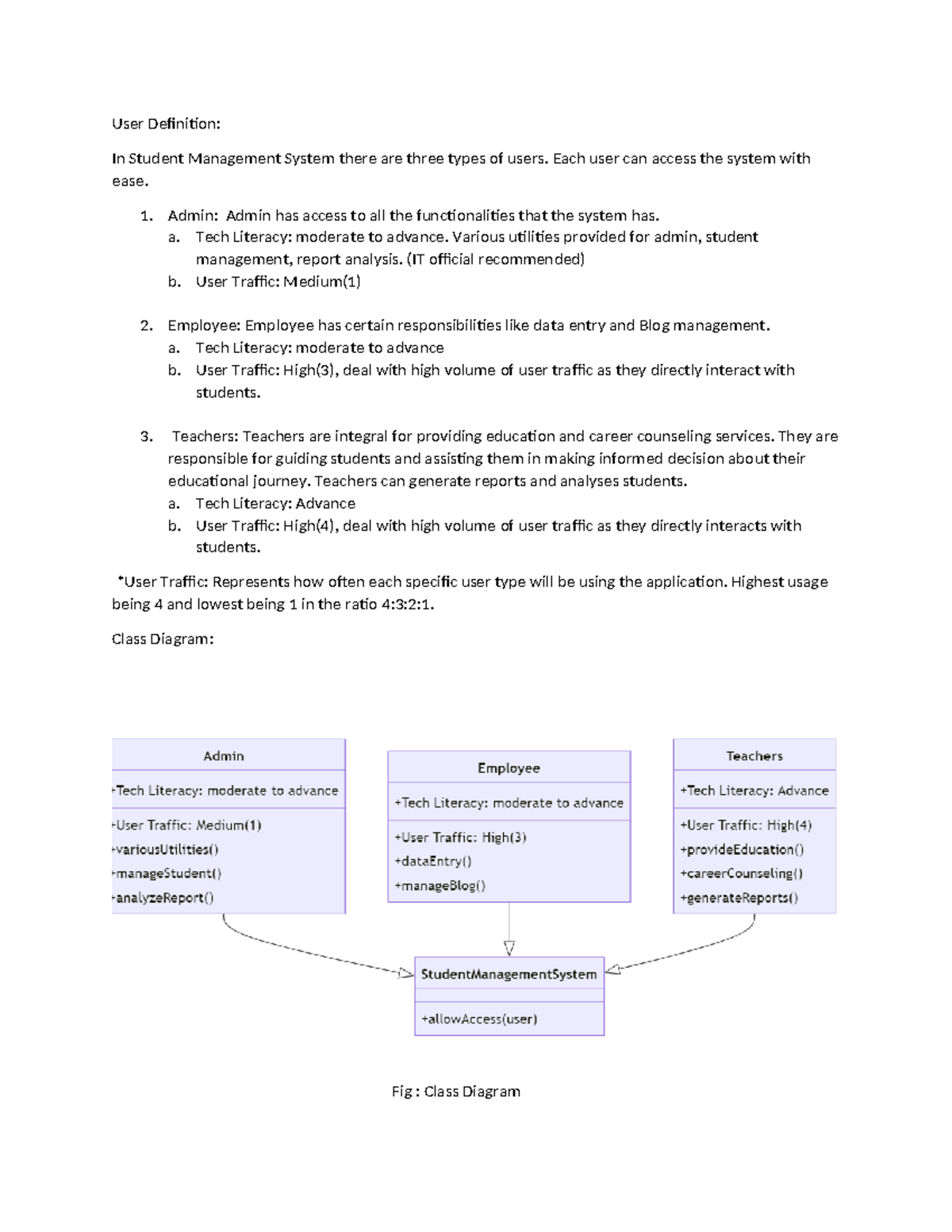 User Definition for Student Management system - User Definition: In ...
