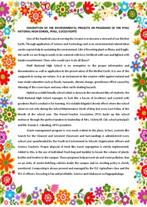 Project Proposal (Foundation Day) s Ample f ILE - Republic of the ...