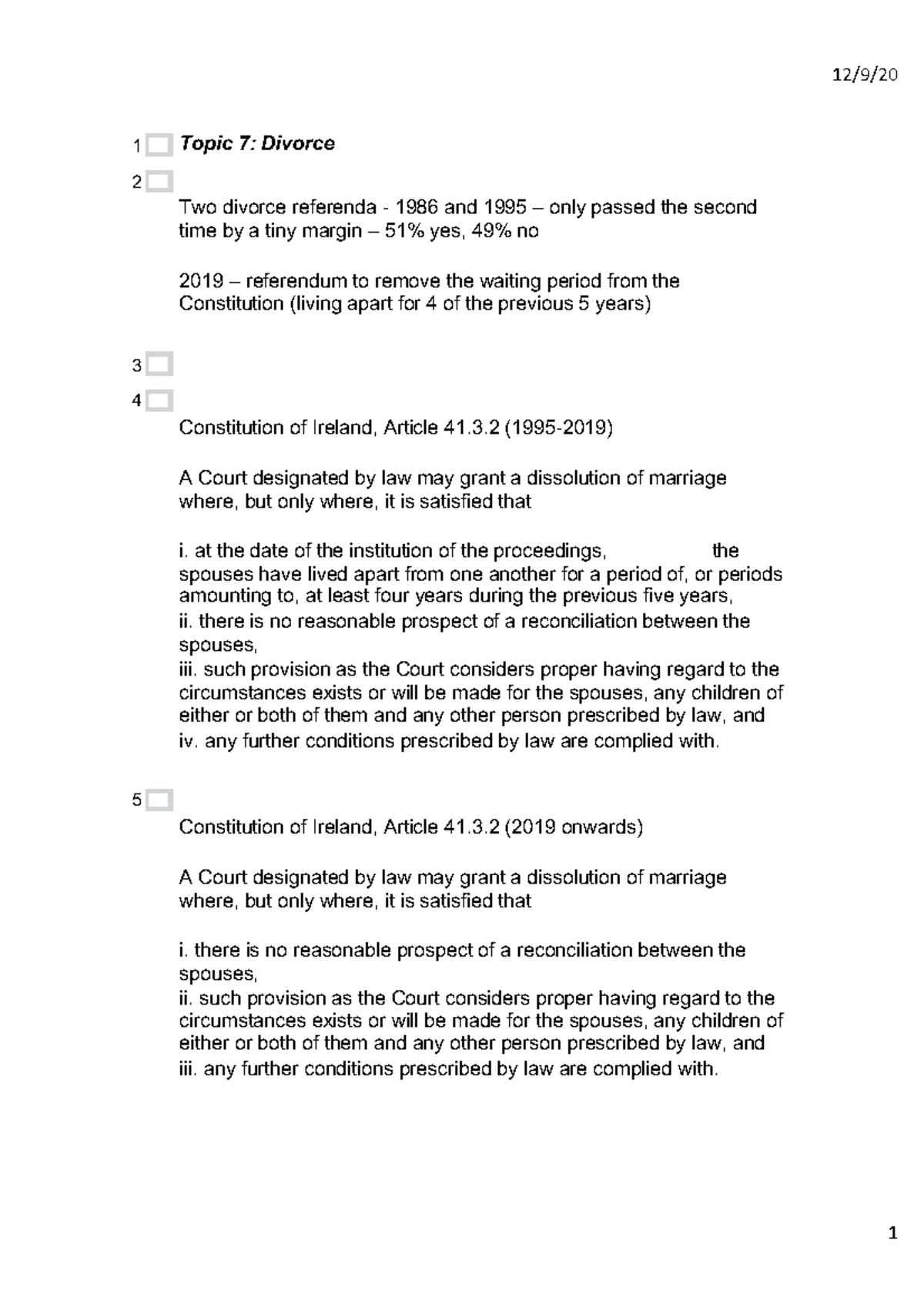 Divorce Notes - Topic 7: Divorce Two divorce referenda - 1986 and 1995 ...