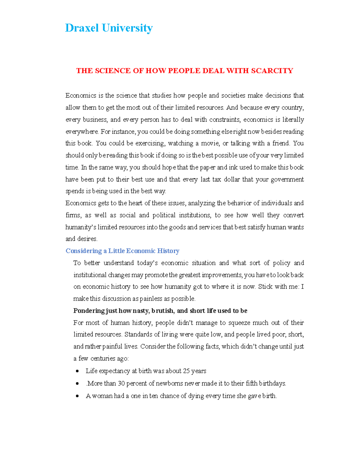 Lecturer Notes Economic Chapter 1 Economics - THE SCIENCE OF HOW PEOPLE ...