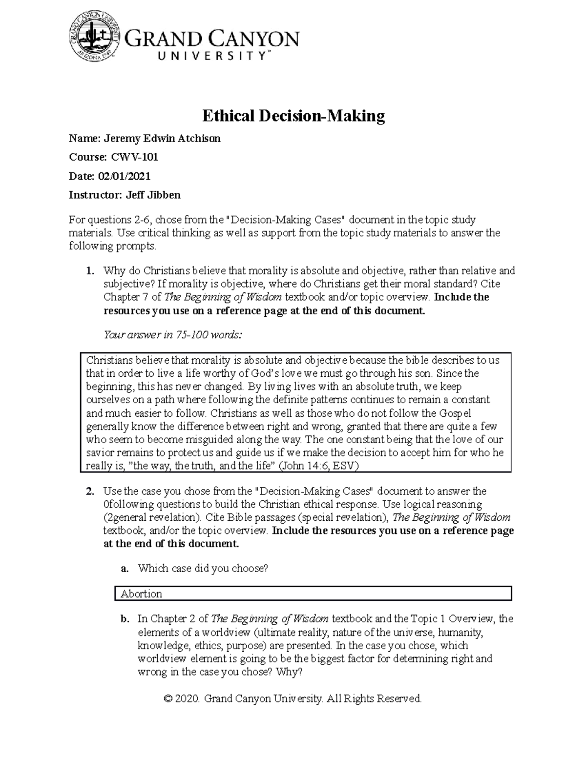 CWV-101-301-RS-T6-T7Ethical Decision Making (2 - Ethical Decision ...