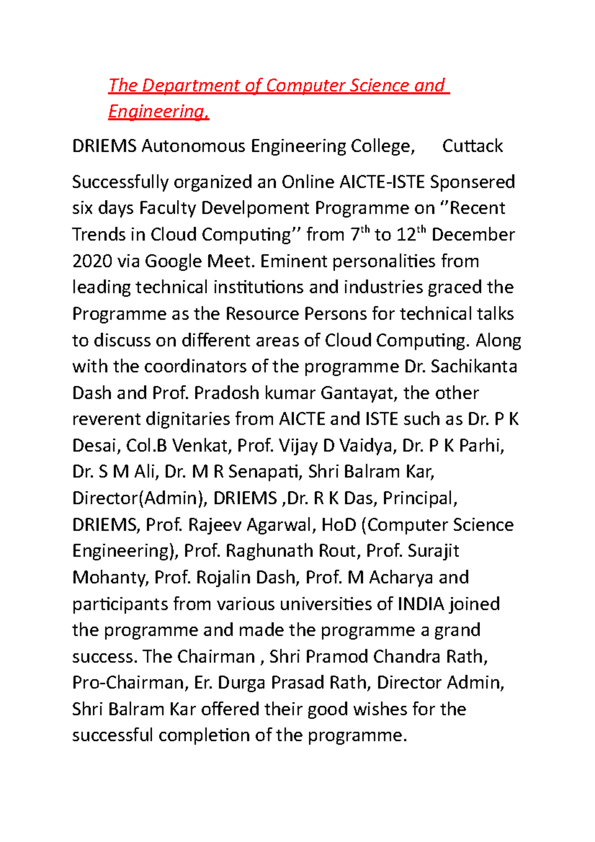 The Department of Computer Science and Engineering - The Department of ...