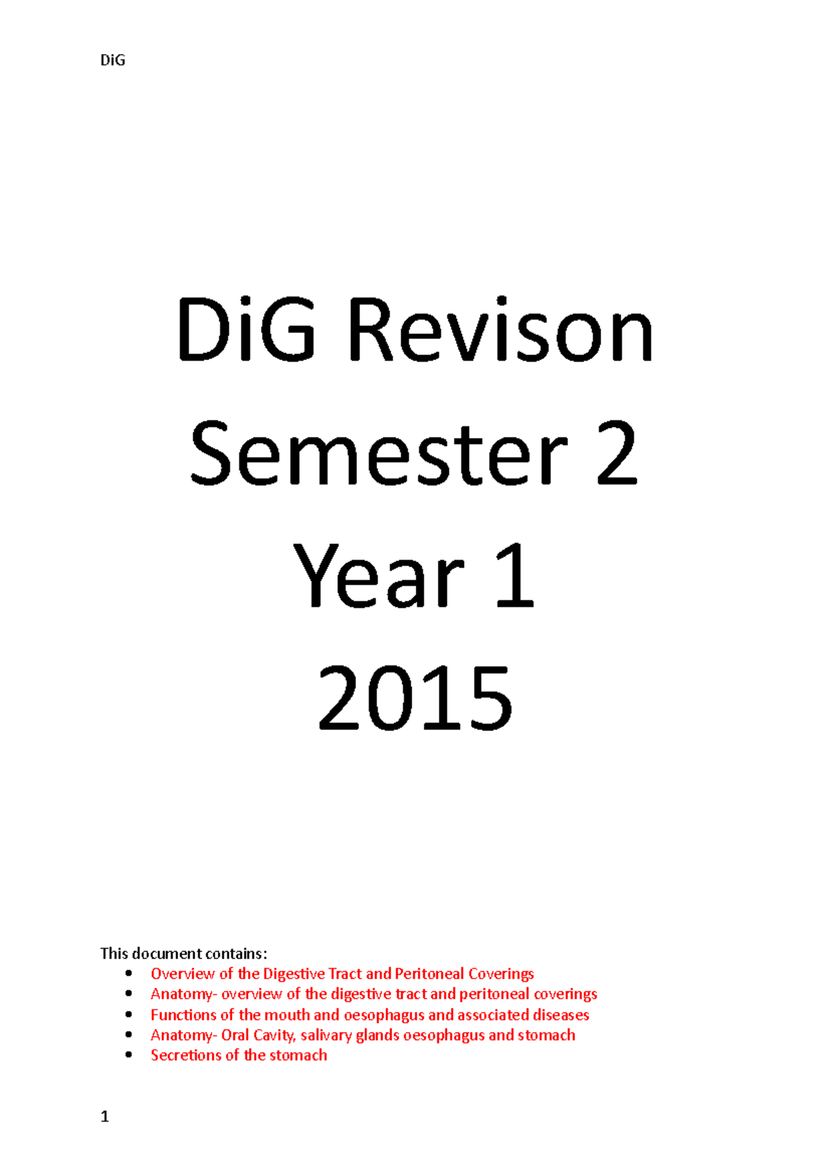 Di G Revison - Lecture notes All - DiG DiG Revison Semester 2 Year 1 ...