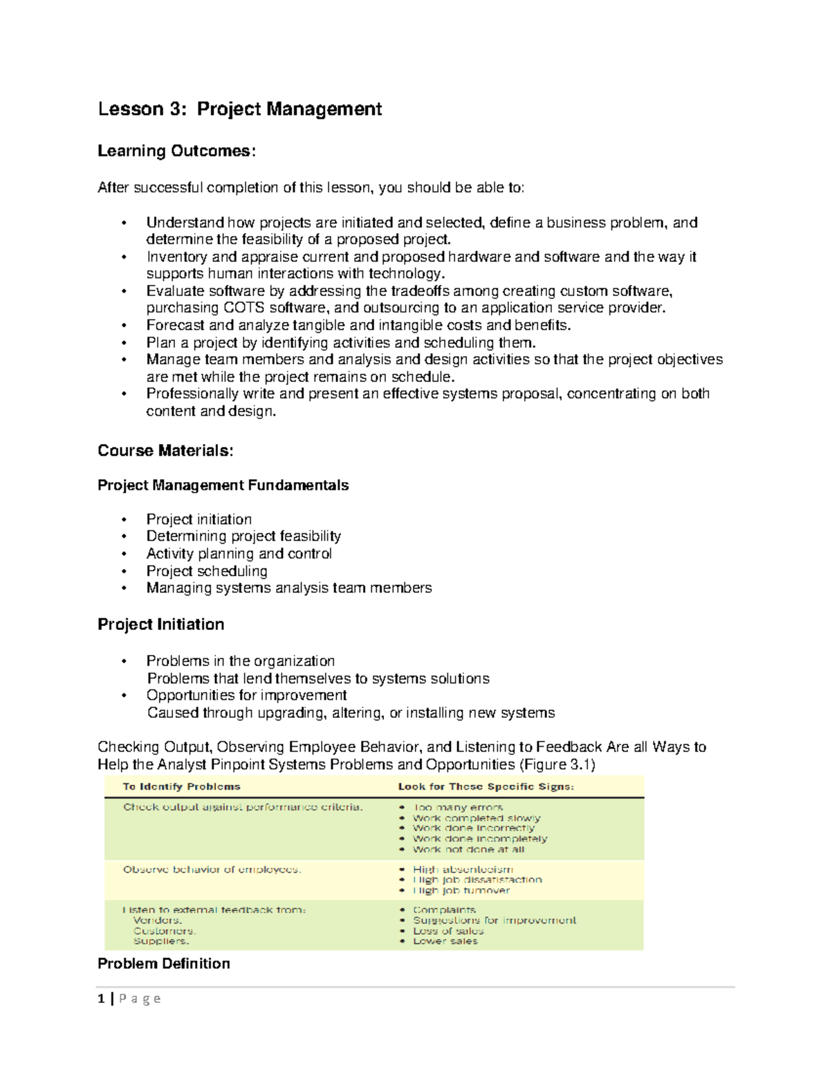 Lesson 3- Project Management - Lesson 3: Project Management Learning ...