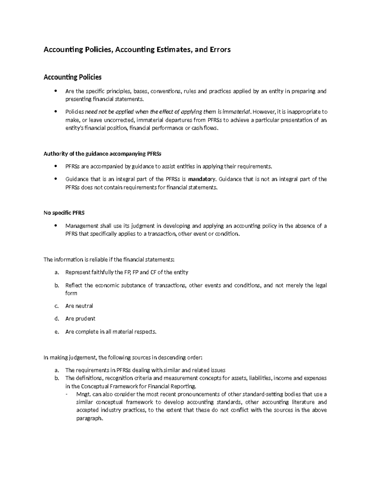Accounting Policies - Policies need not be applied when the effect of ...