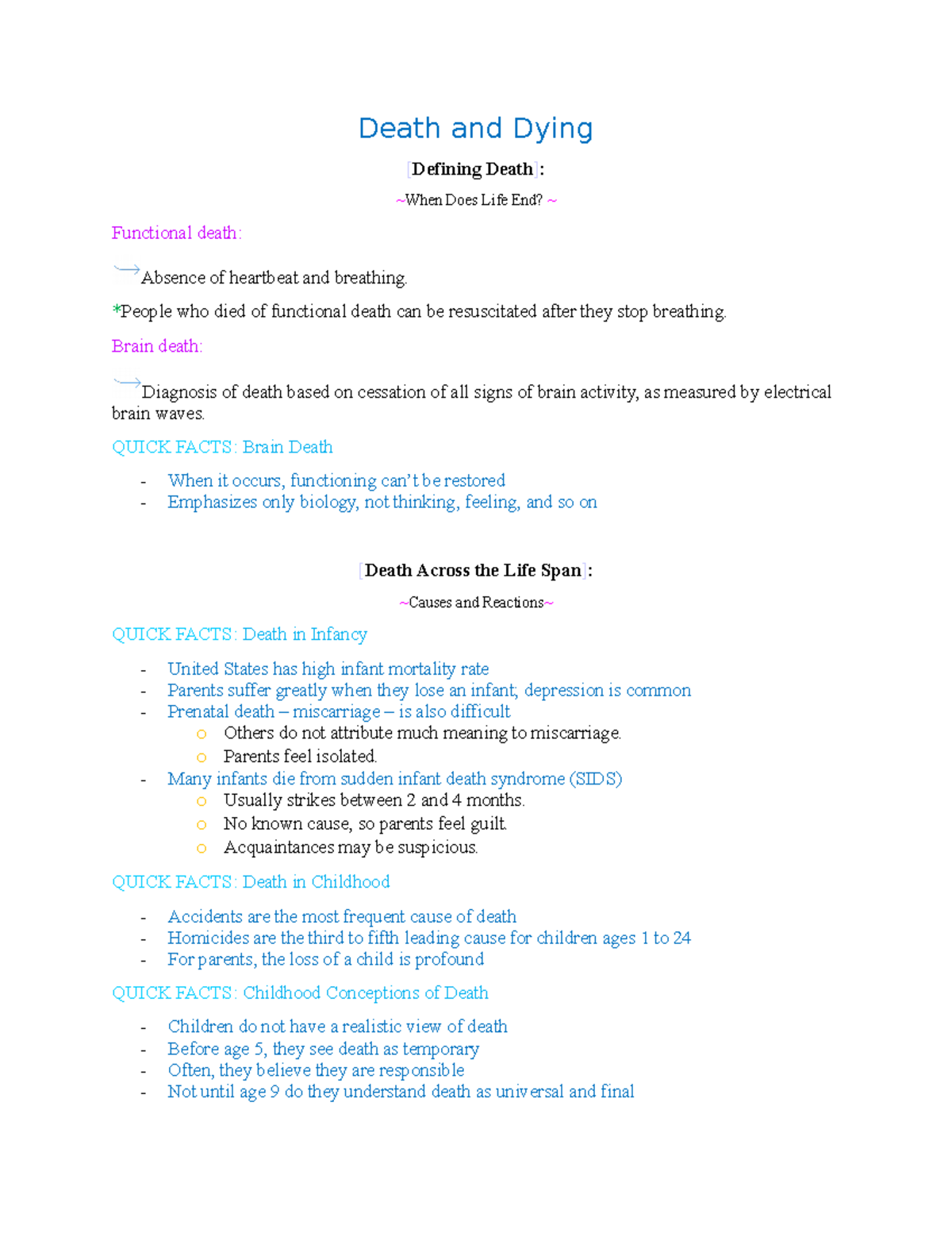 Death and Dying (class year: spring 2022) - Death and Dying [ Defining ...