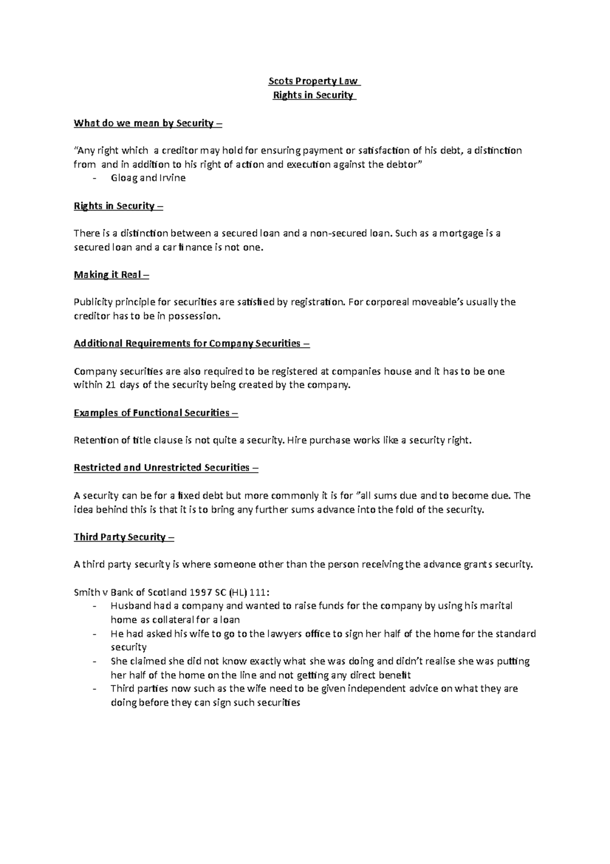 Scots Property Law 14 Rights in Security - Scots Property Law Rights in ...