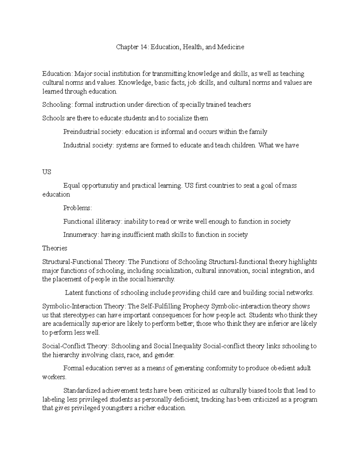 Ch 14 Education, health and medicine - Chapter 14: Education, Health ...