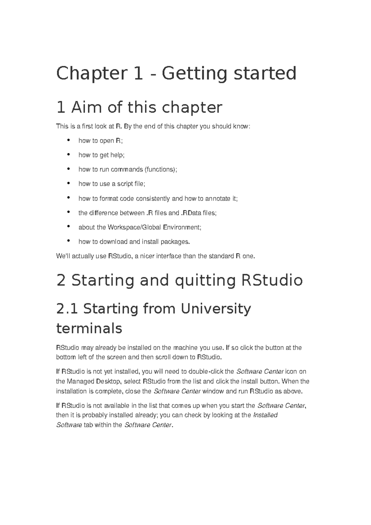 Notes For The Statistical Data Science In R Chapter 1 Getting Started 1 Aim Of This Chapter