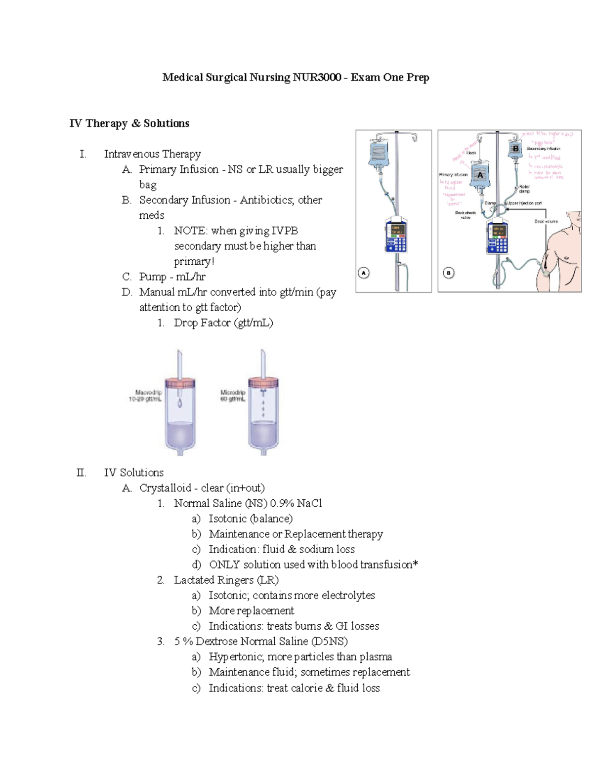 Medsurg notes on IV preop postop interop - Medical Surgical Nursing ...