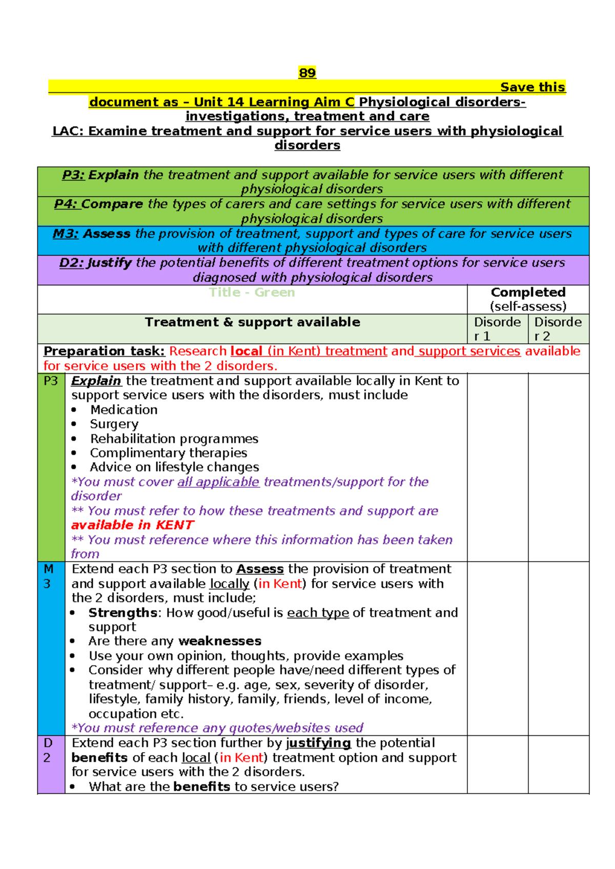 Unit 14 LAC checklist - unit 14 - 89 Save this document as – Unit 14 ...