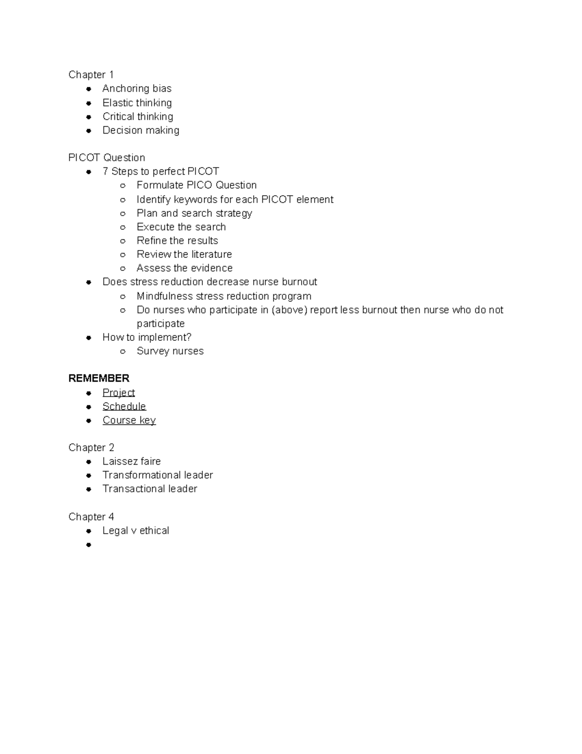 Leadership Lecture Notes - Chapter 1 Anchoring bias Elastic thinking ...