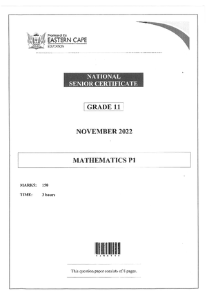 2022 Grade 11 Maths November Paper 2 - Studocu